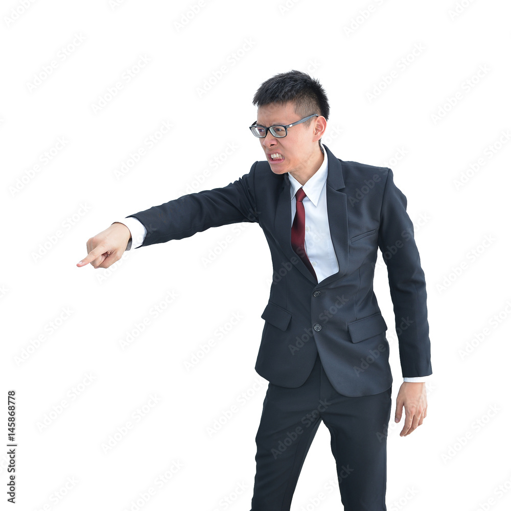 Angry Asian Business man blaming isolated on white background, clipping ...