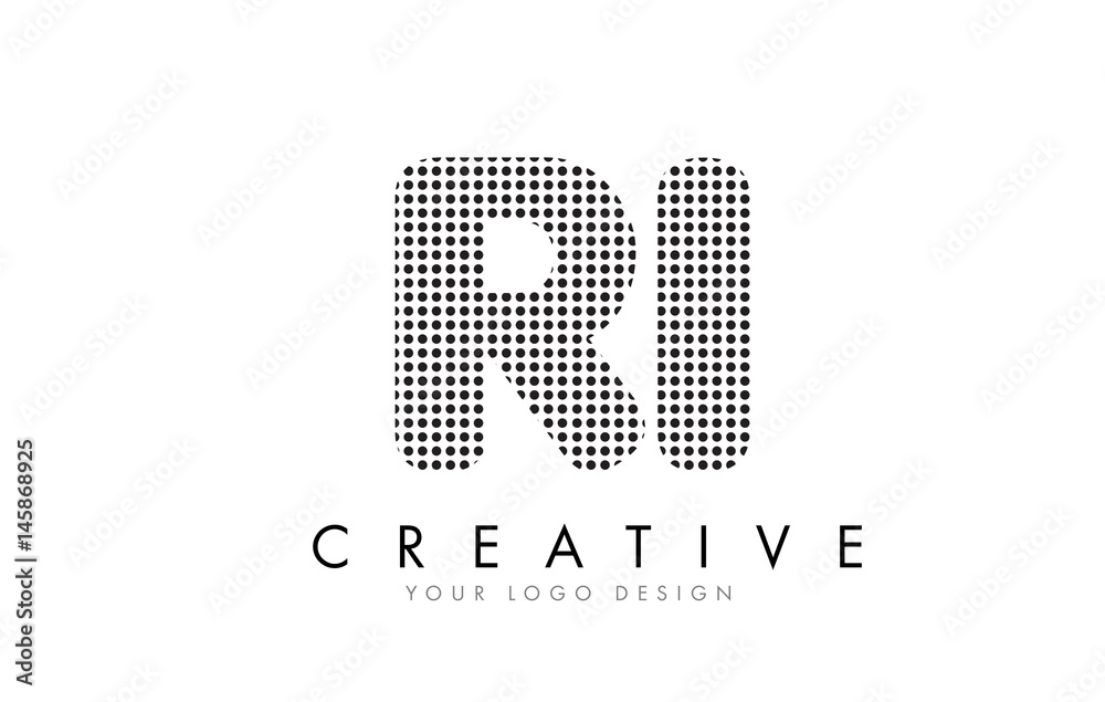 RI R I Letter Logo with Black Dots and Trails. Stock Vector | Adobe Stock