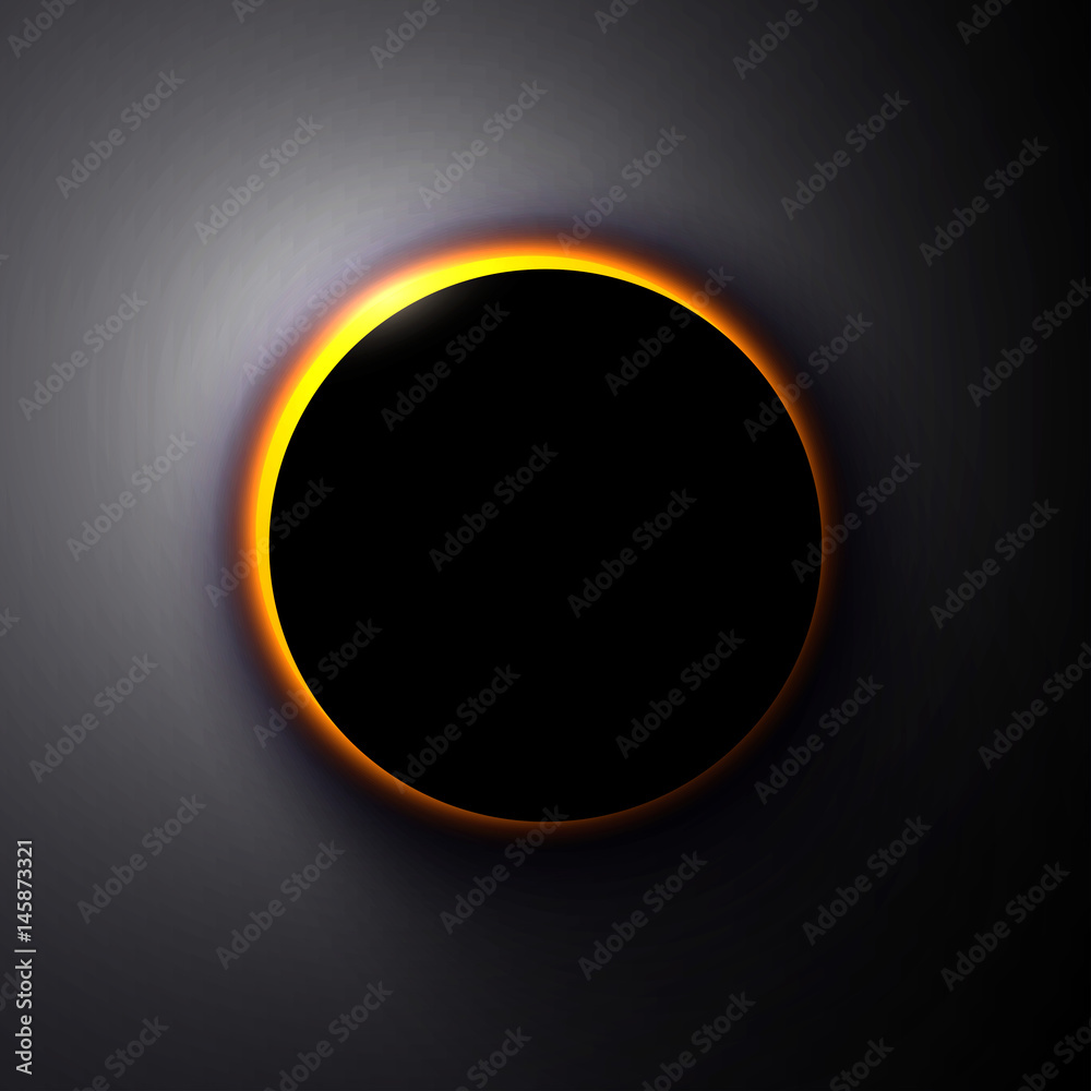 Vector solar eclipse sun in space, cosmic background. Stock Vector ...