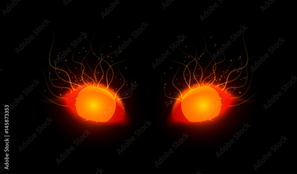 Vector illustration of red monster eyes, glowing in dark. Stock Vector ...