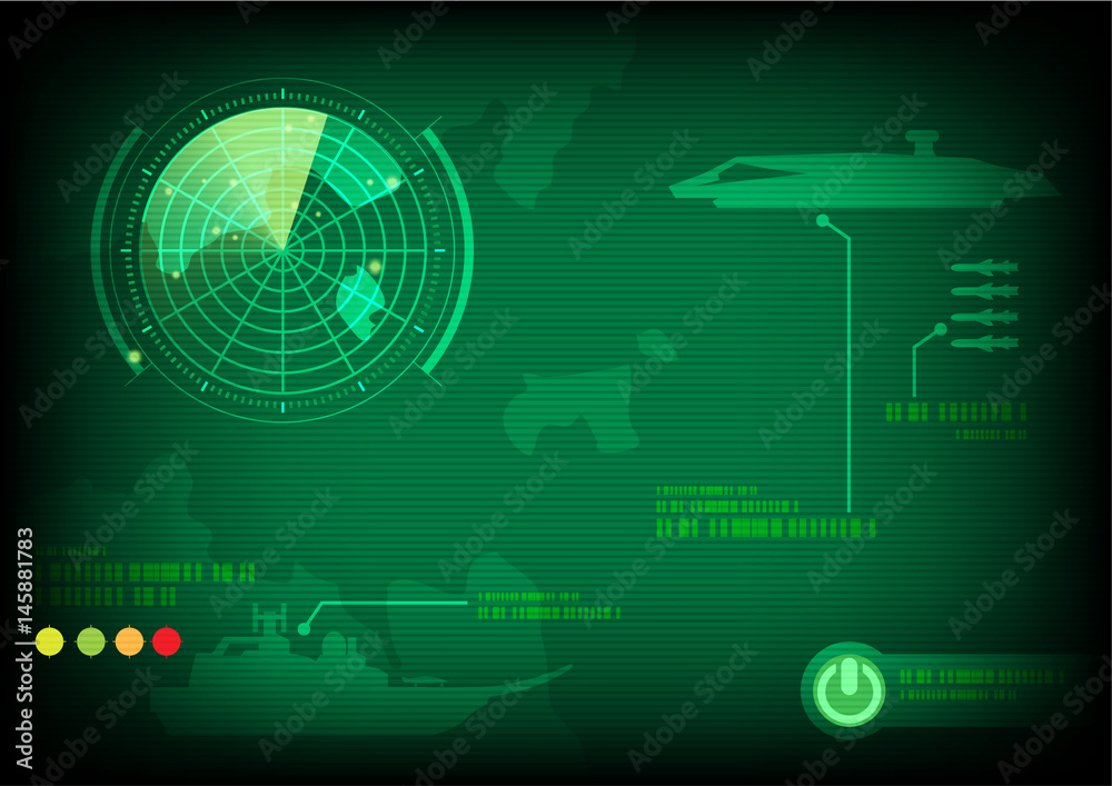 Green radar screen. Vector illustration Stock Vector | Adobe Stock