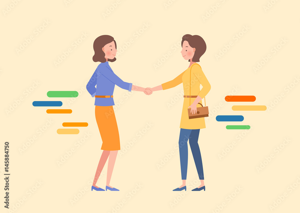 two women are shaking hands. Stock Vector | Adobe Stock