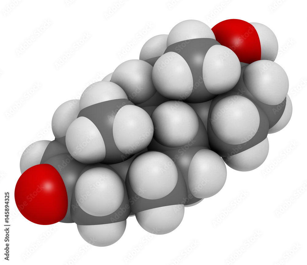 Dihydrotestosterone (DHT, androstanolone, stanolone) hormone molecule ...