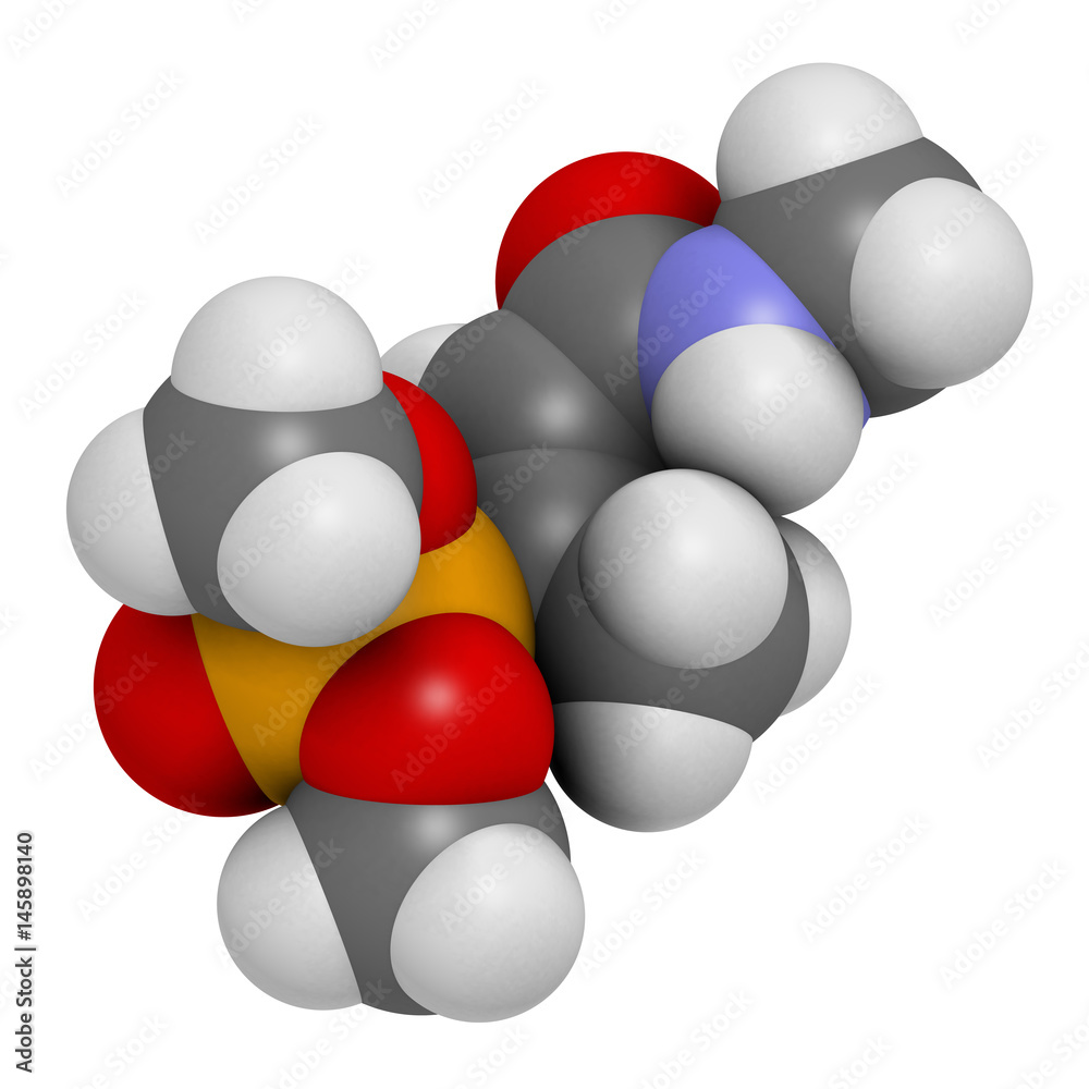 Monocrotophos organophosphate insecticide molecule. Also known to be ...