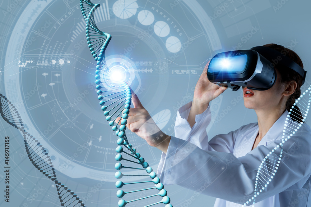 genetic technology concept, gene engineering, 3d rendering, abstract ...