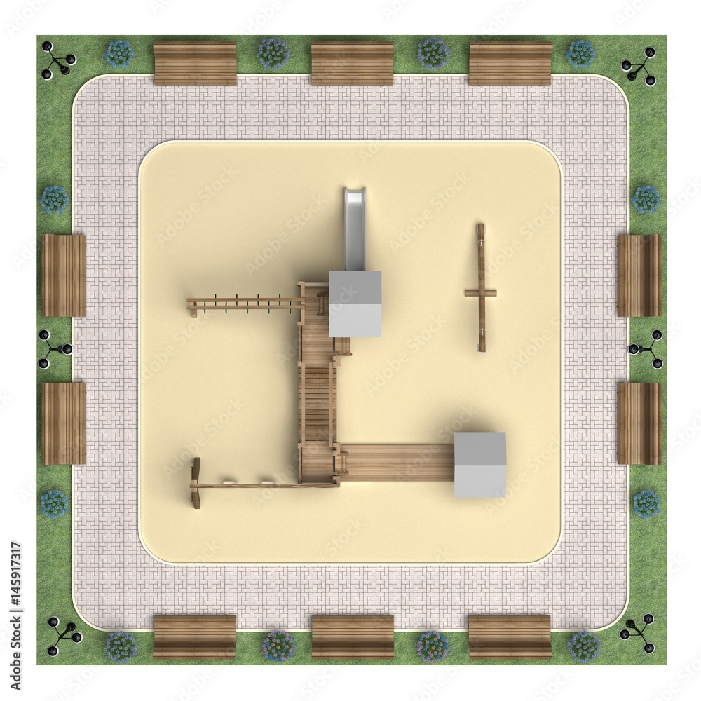square playground top view 3d rendering Stock Illustration | Adobe Stock