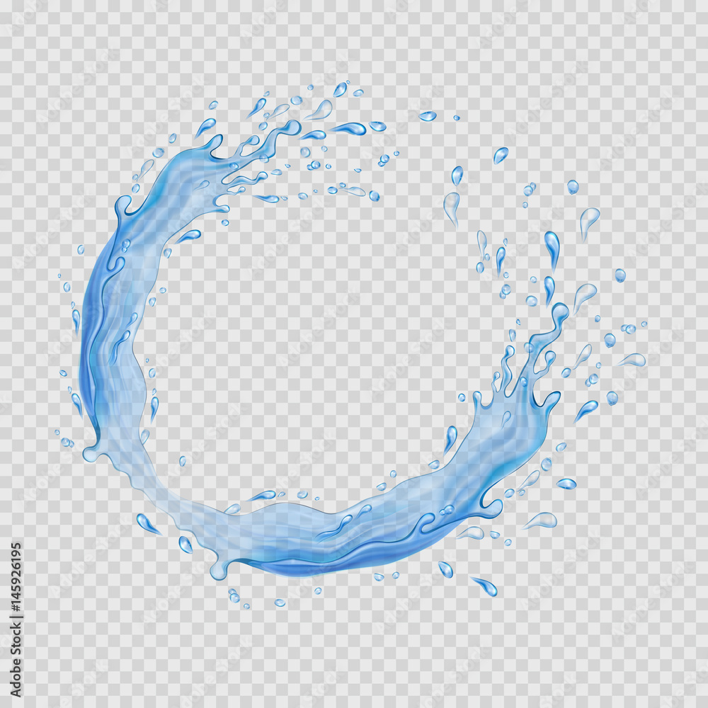 Water frame. Transparent splashes of water flow in a circle. Vector ...