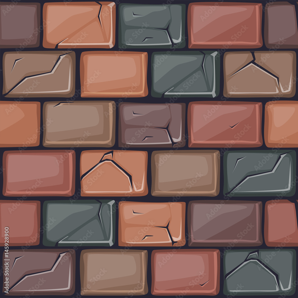 Cartoon colored stone Wall texture, seamless background Stock Vector ...