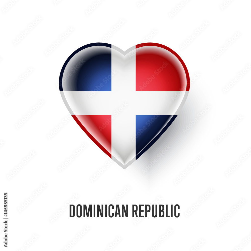 Patriotic heart symbol with Dominican republic flag vector illustration ...