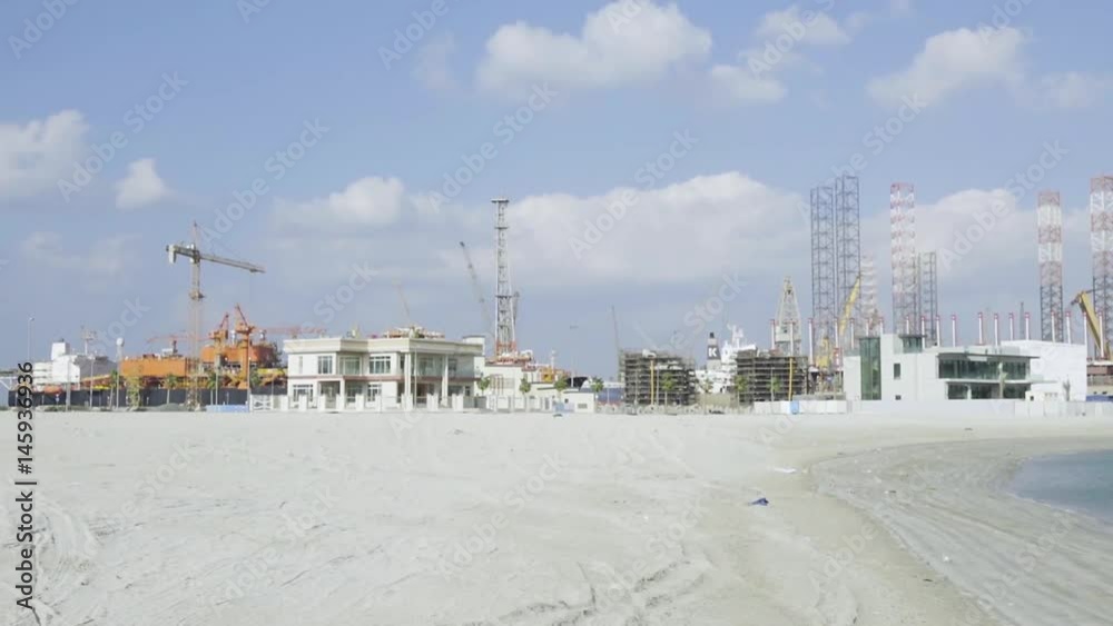 Panorama of Dubai cargo port, UAE HD slow-motion video. Shipping ...