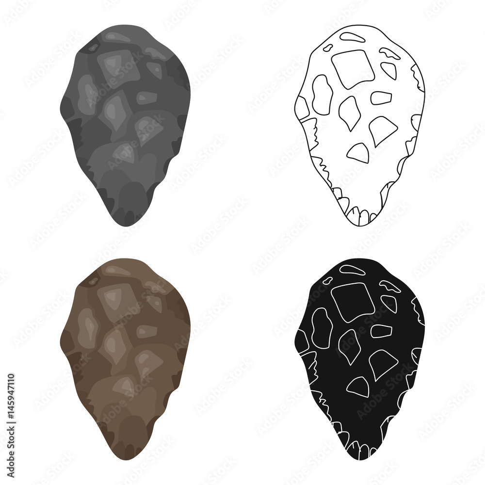 Stone tool icon in cartoon style isolated on white background. Stone ...