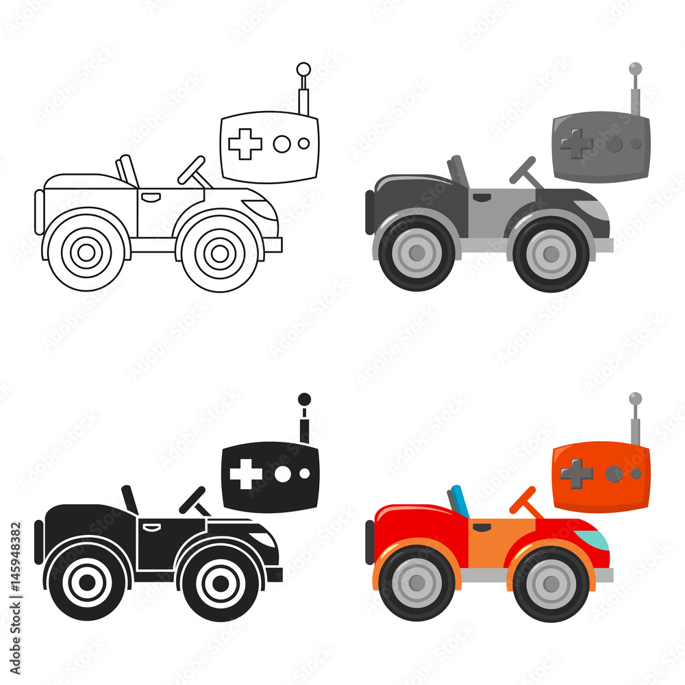RC car icon in cartoon style isolated on white background. Play garden ...