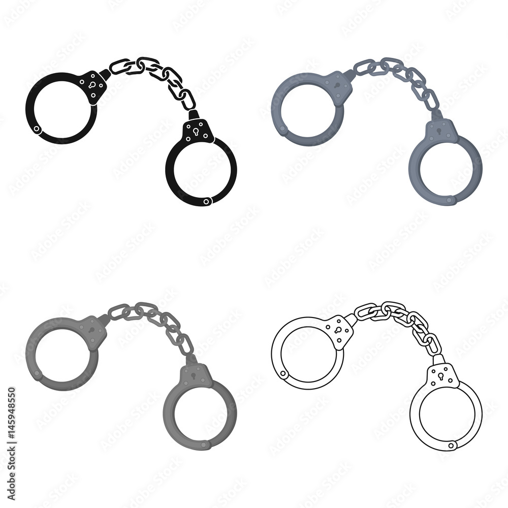 Handcuffs icon in cartoon style isolated on white background. Police ...