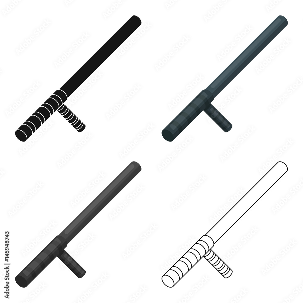 Police baton icon in cartoon style isolated on white background. Police ...