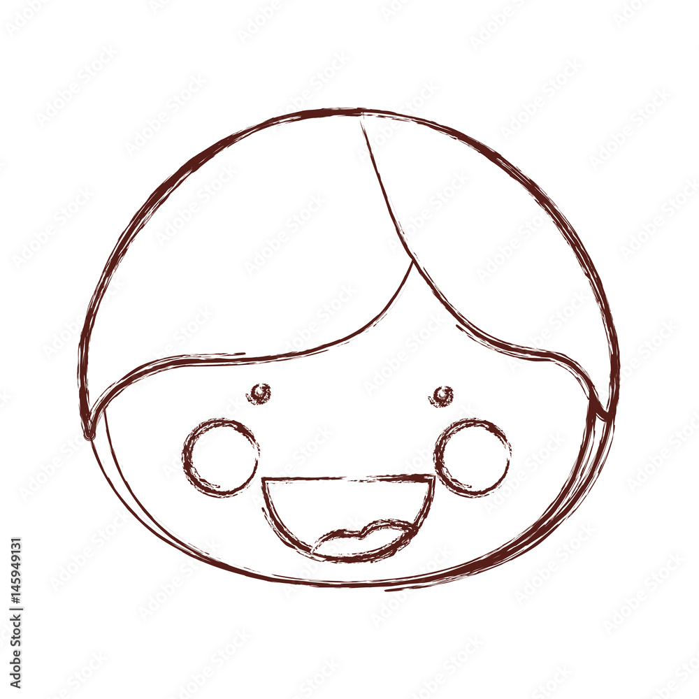 blurred contour smile expression cartoon front face boy vector ...