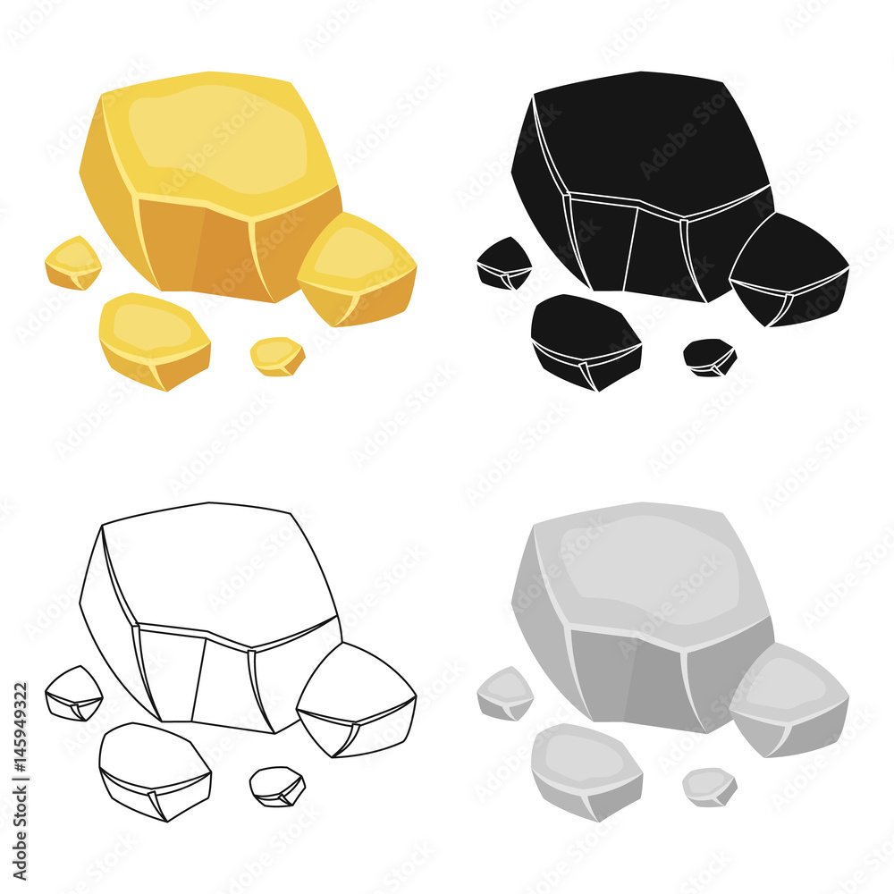 Copper ore icon in cartoon style isolated on white background. Precious ...
