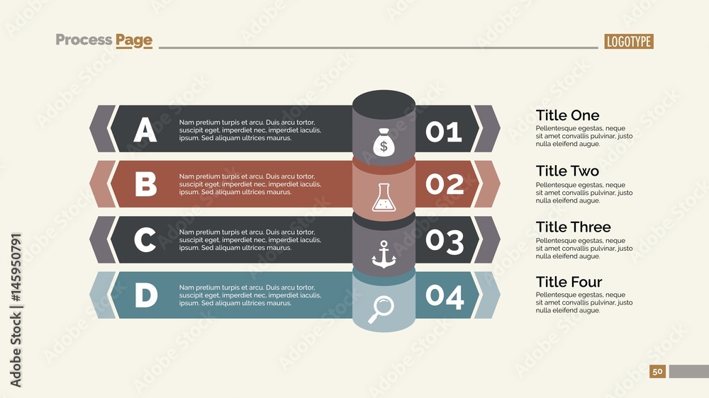 Four Steps List Slide Template Stock Vector | Adobe Stock