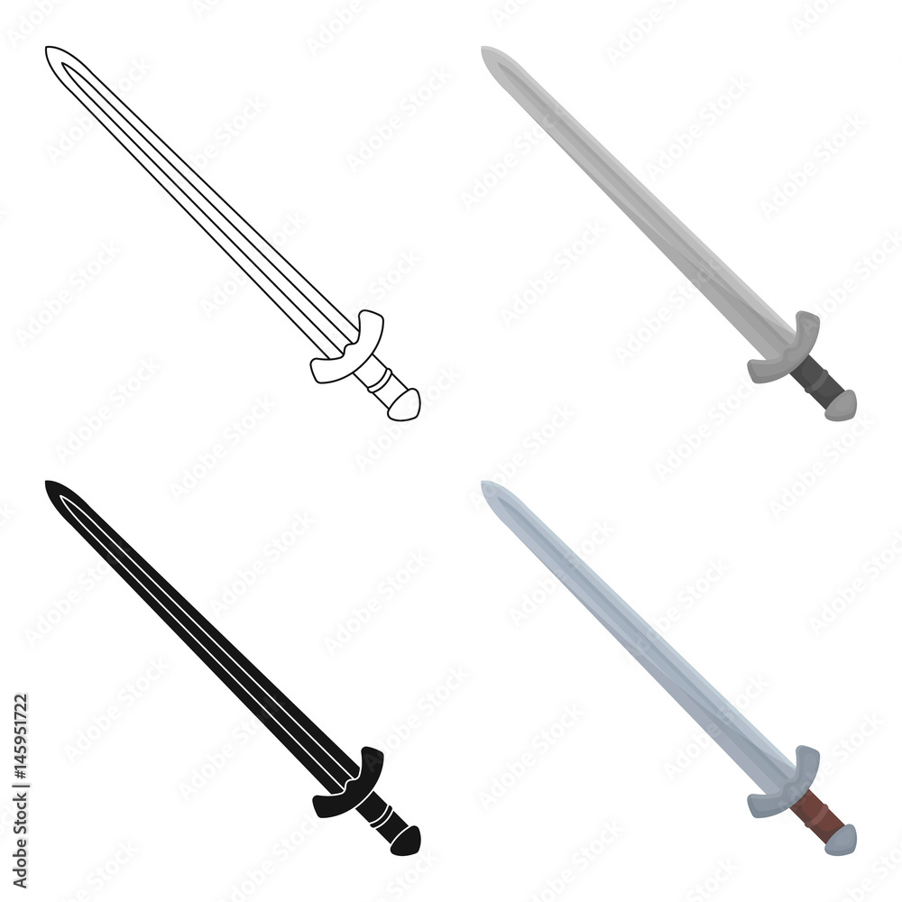 Viking sword icon in cartoon style isolated on white background ...