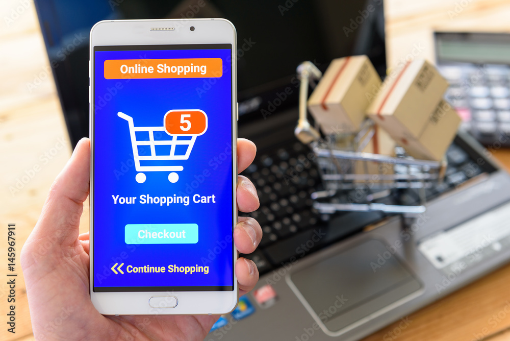 Shopper or a customer shops online by using online shopping apps ...