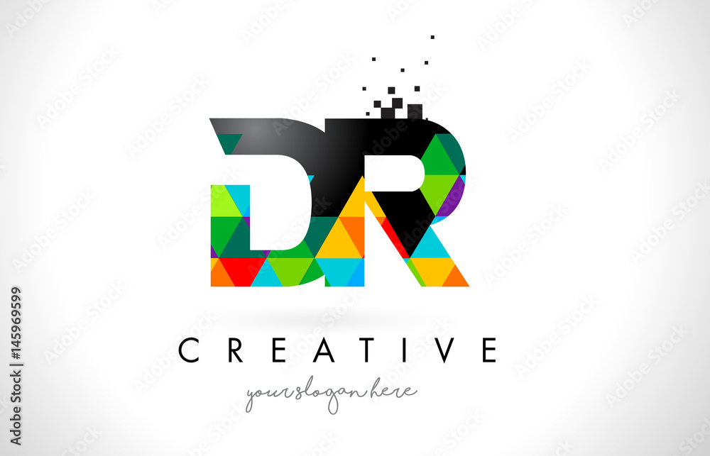 DR D R Letter Logo with Colorful Triangles Texture Design Vector. Stock ...