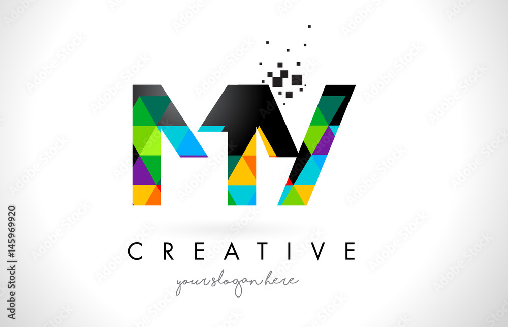 MY M Y Letter Logo with Colorful Triangles Texture Design Vector. Stock ...