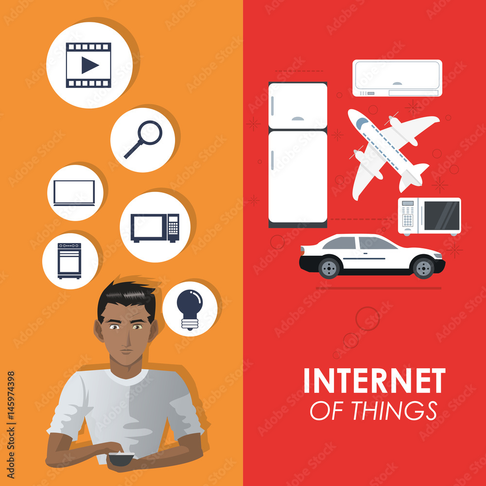 internet of things concept connection elements poster vector ...