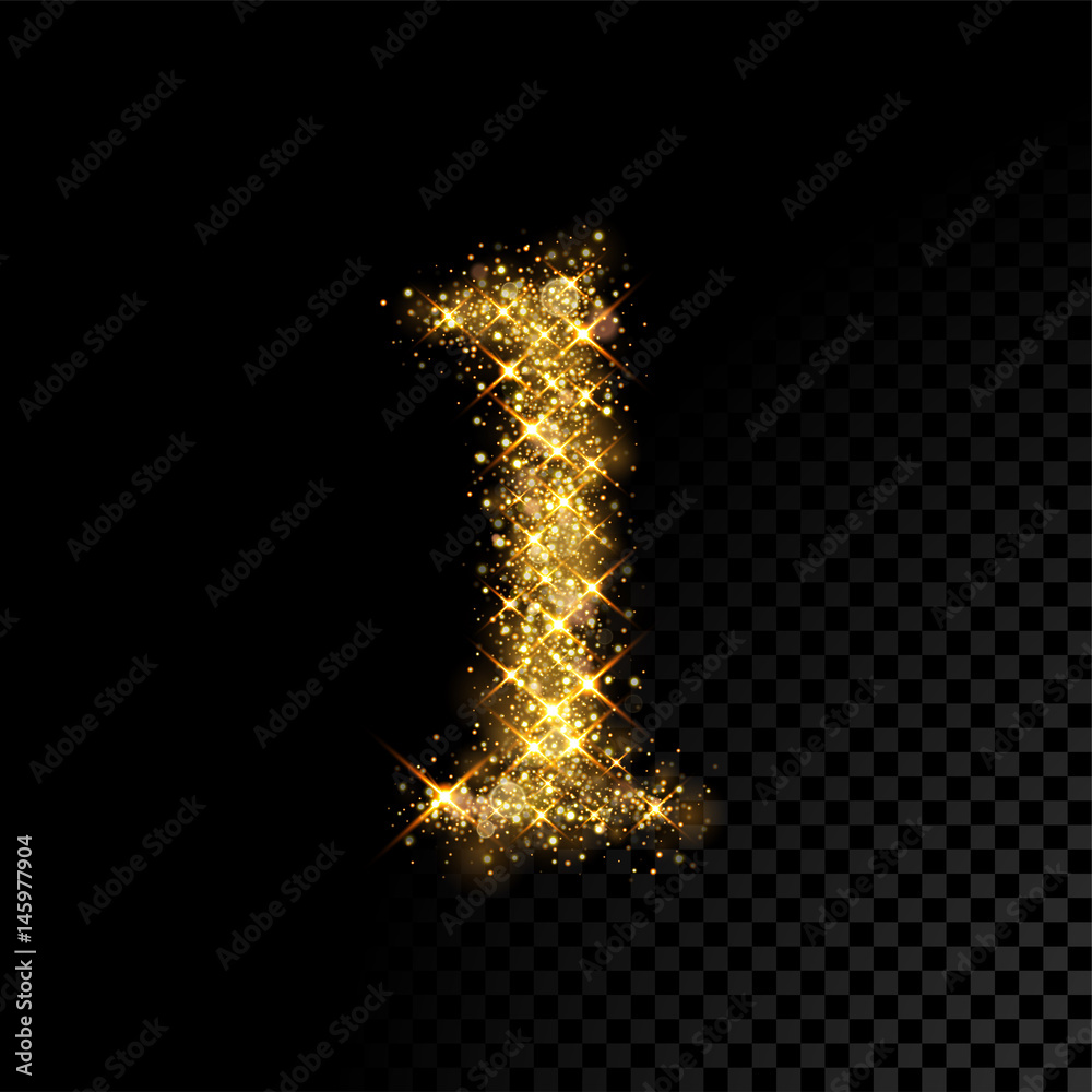 Gold glittering number One 1 on black background Stock Vector | Adobe Stock