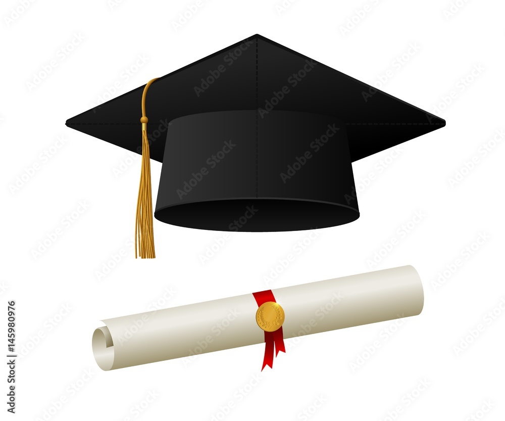 Graduation cap illustration Stock Vector | Adobe Stock