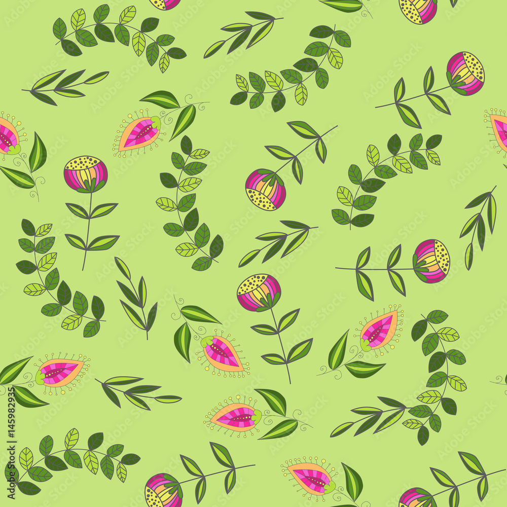 Vector pattern. Floral seamless ornament. Stock Vector | Adobe Stock