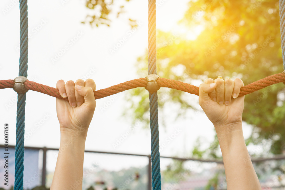 Conflict, Tug-of-war, fights of two hands pulling rope to each other ...