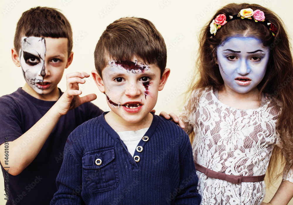 zombie apocalypse kids concept. Birthday party celebration facepaint on ...
