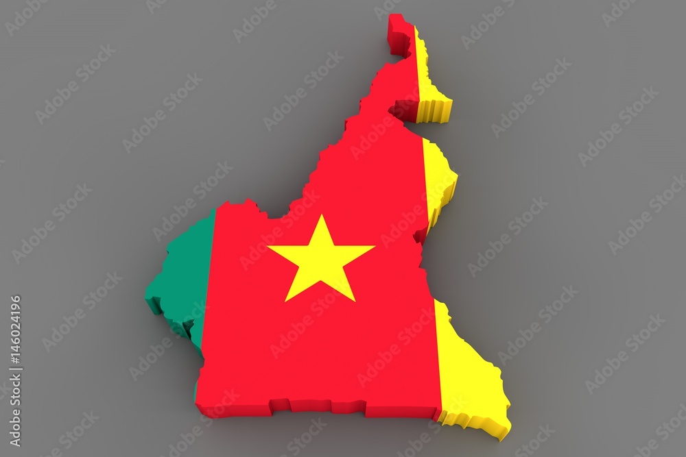 Country shape of Cameroon - 3D render of country borders filled with ...