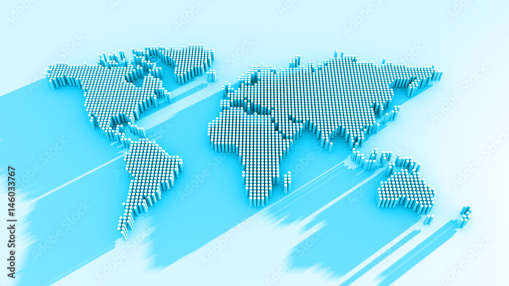 world map in dots as a 3d render Stock Illustration | Adobe Stock