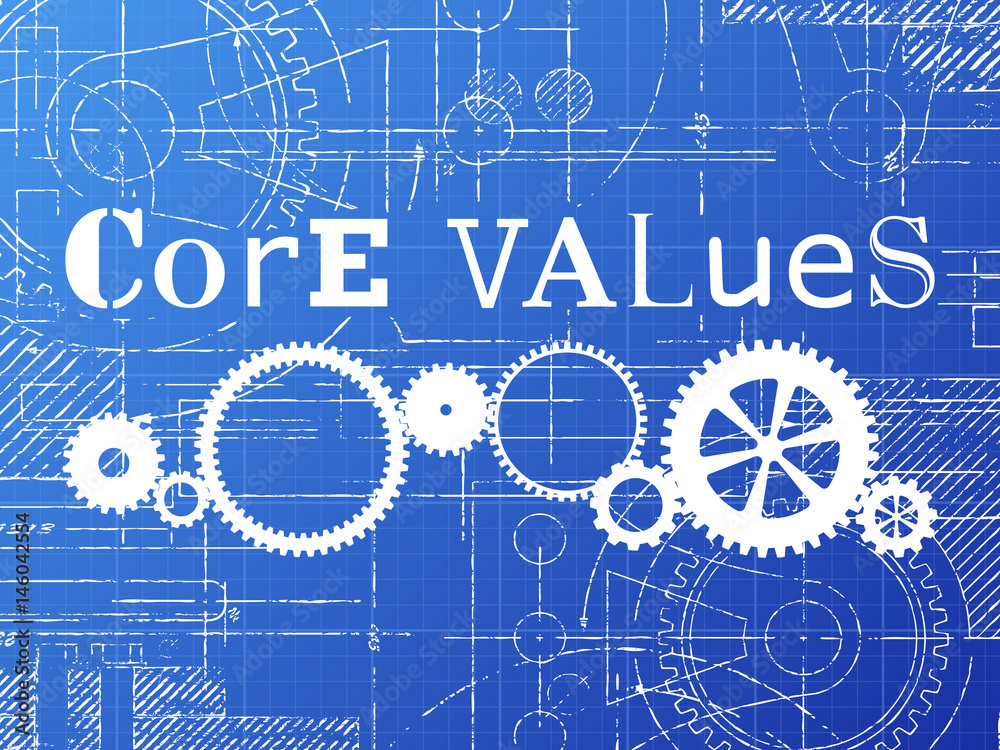 Core Values Blueprint Tech Drawing Stock Vector | Adobe Stock