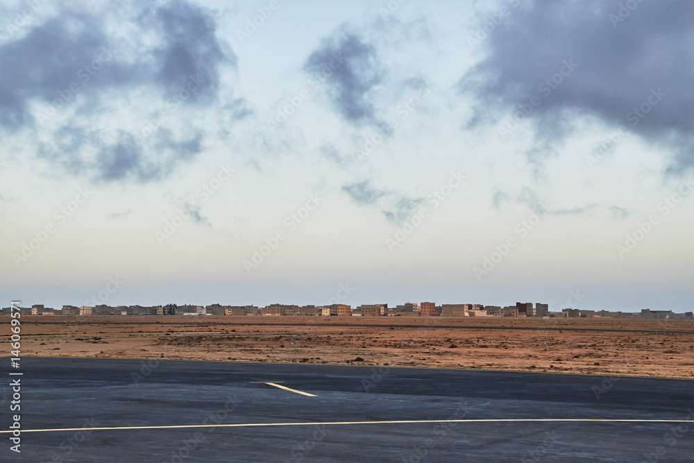 Ad-Dakhla town from the airfield of Dakhla airport Stock Photo | Adobe ...