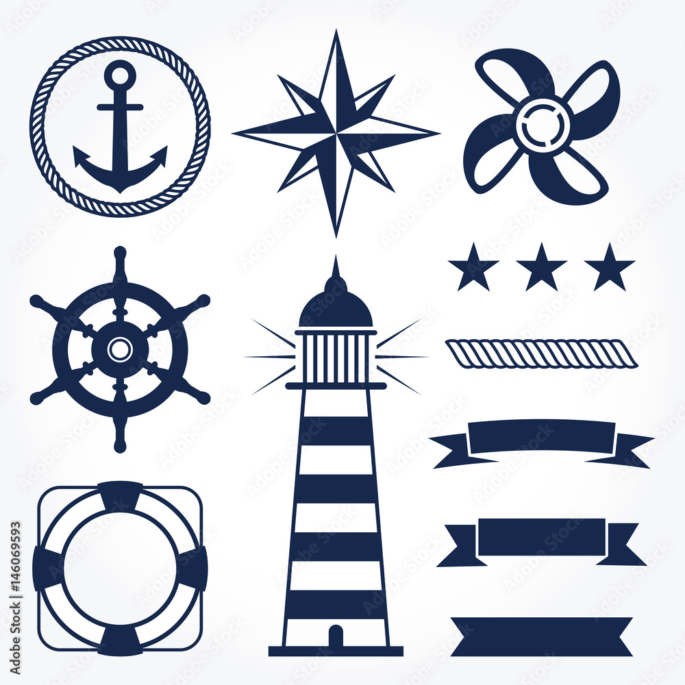 Nautical Elements Stock Vector | Adobe Stock