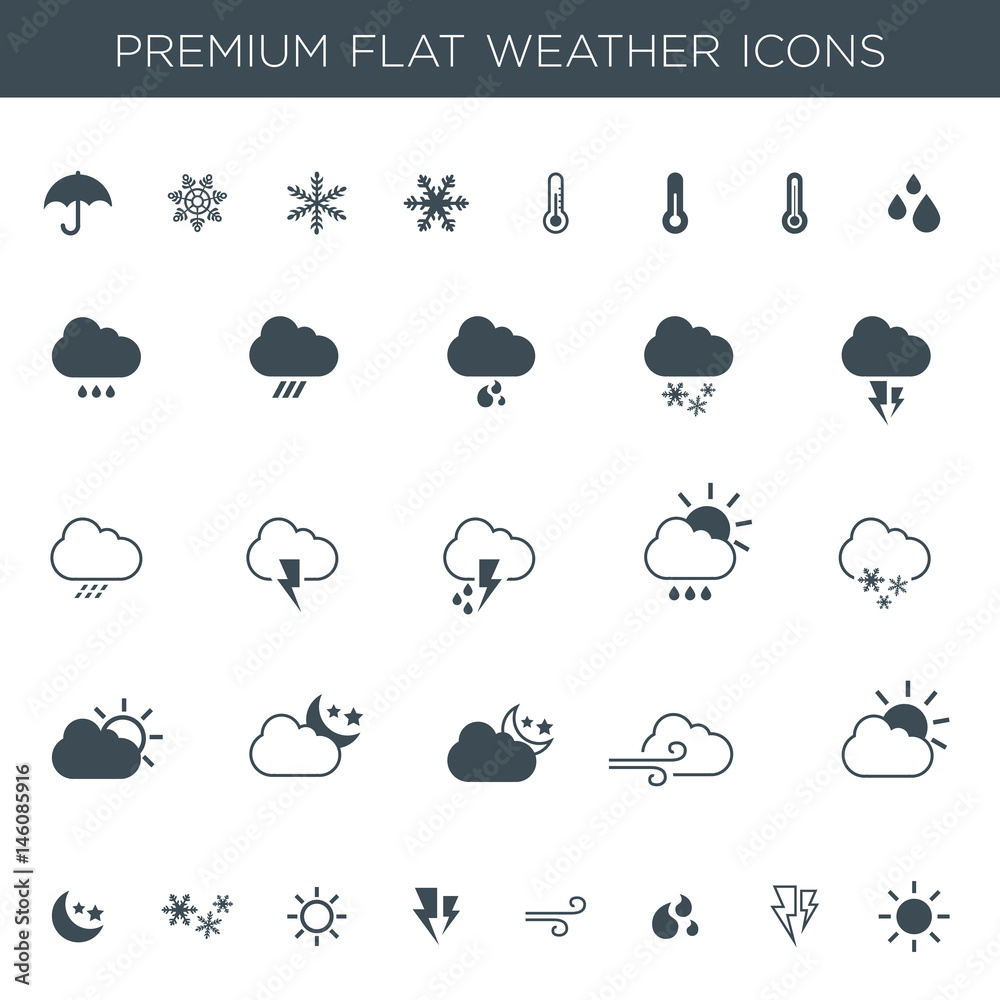 Simple vector weather vector icons, logos, design elements. Seasons ...