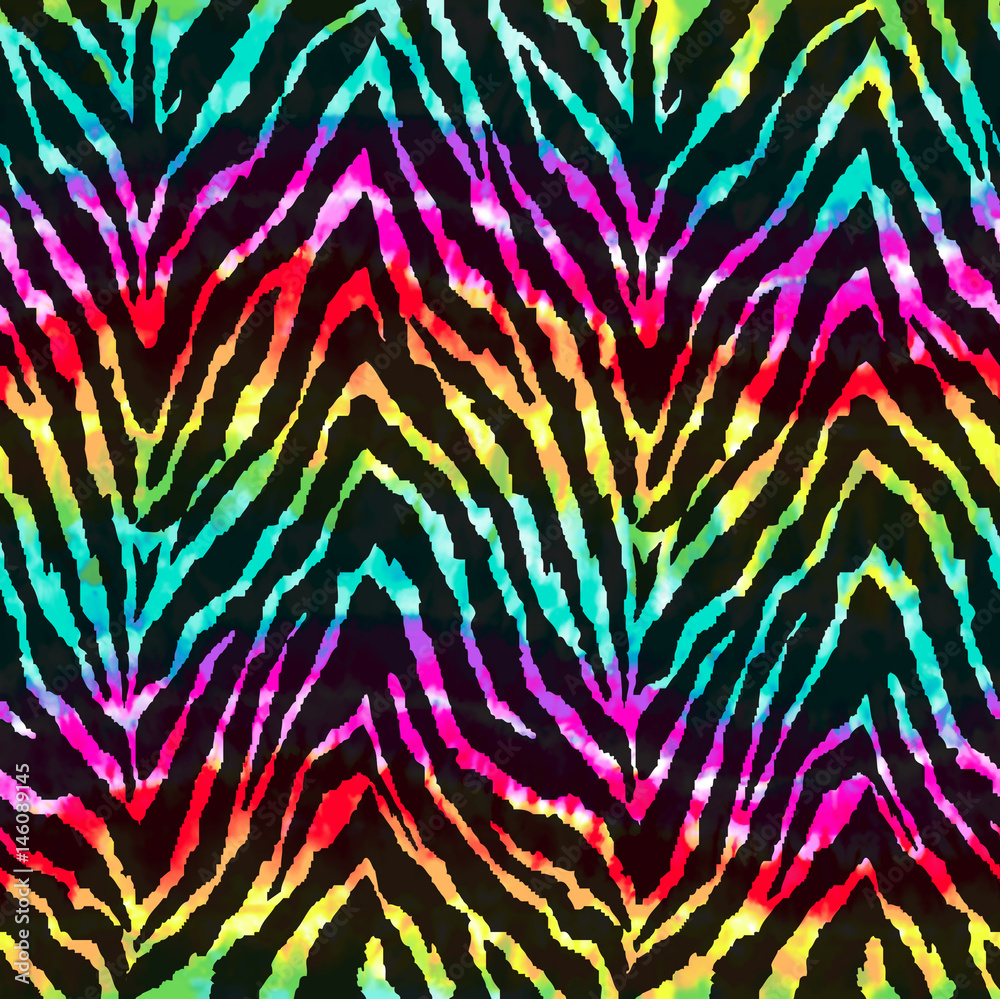 Rainbow zigzag zebra print - seamless background Stock Illustration ...