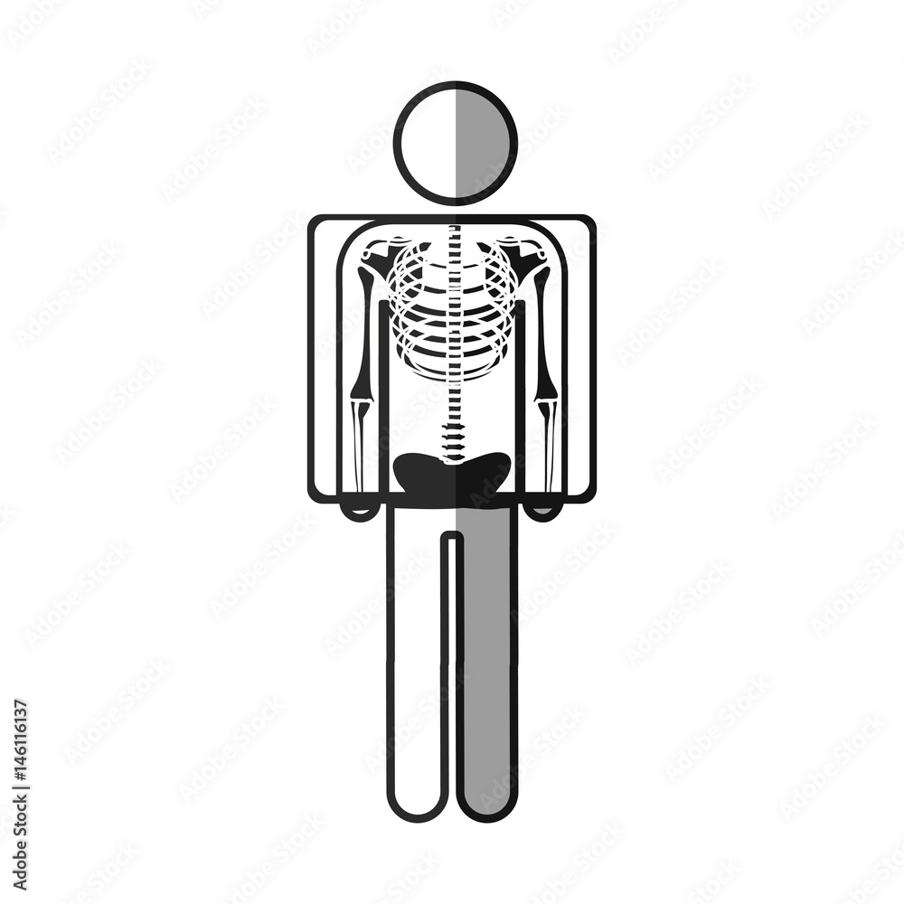 grayscale silhouette with pictogram patient and radiography vector ...