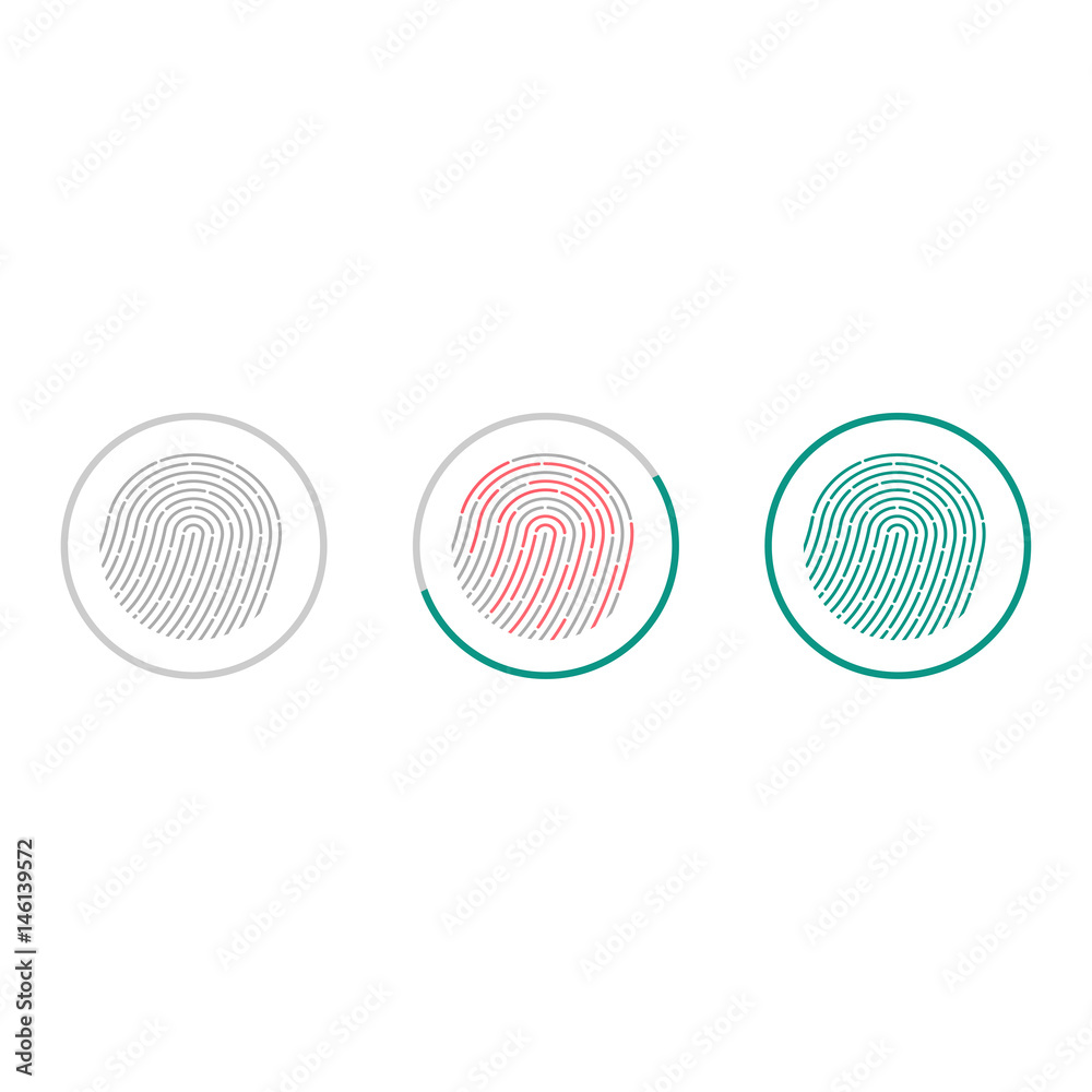 Fingerprint scanning icons isolated on white background. Biometric authorization symbol. Vector ...