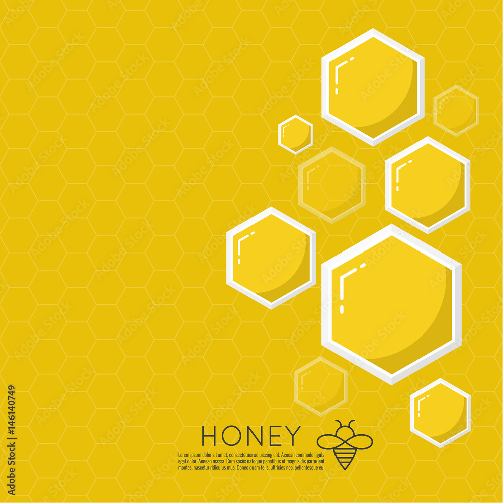 Vector Icon Honeycomb Abstract Background With Yellow Honey Comb