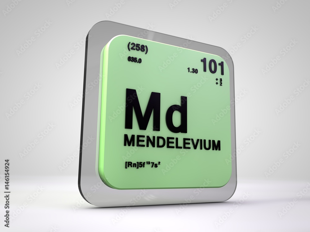 mendelevium - Md - chemical element periodic table 3d illustration ...