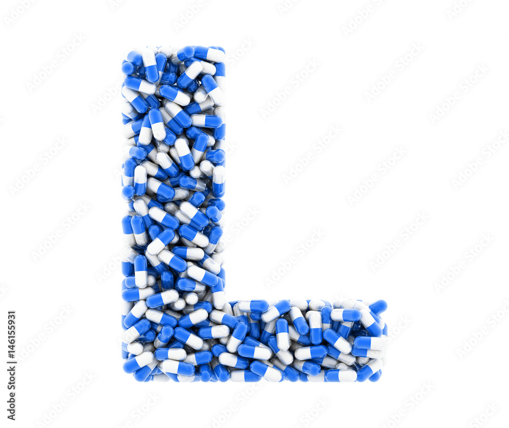Letter L, alphabet of medicine pills. 3D render. ilustración de Stock ...