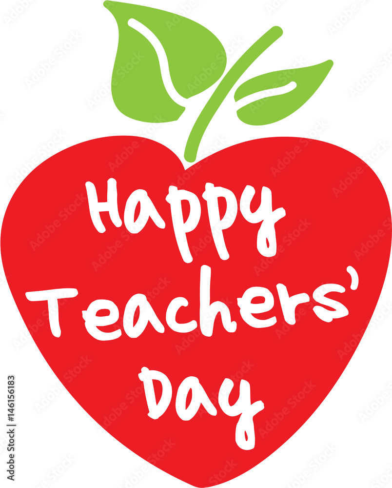 Happy Teachers' Day apple heart Stock Vector | Adobe Stock