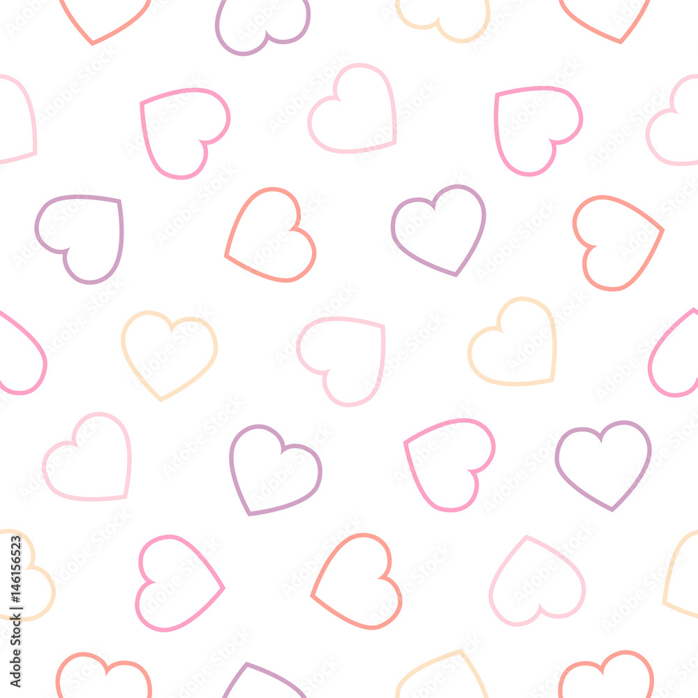 Seamless pattern - hearts on white background Stock Vector | Adobe Stock