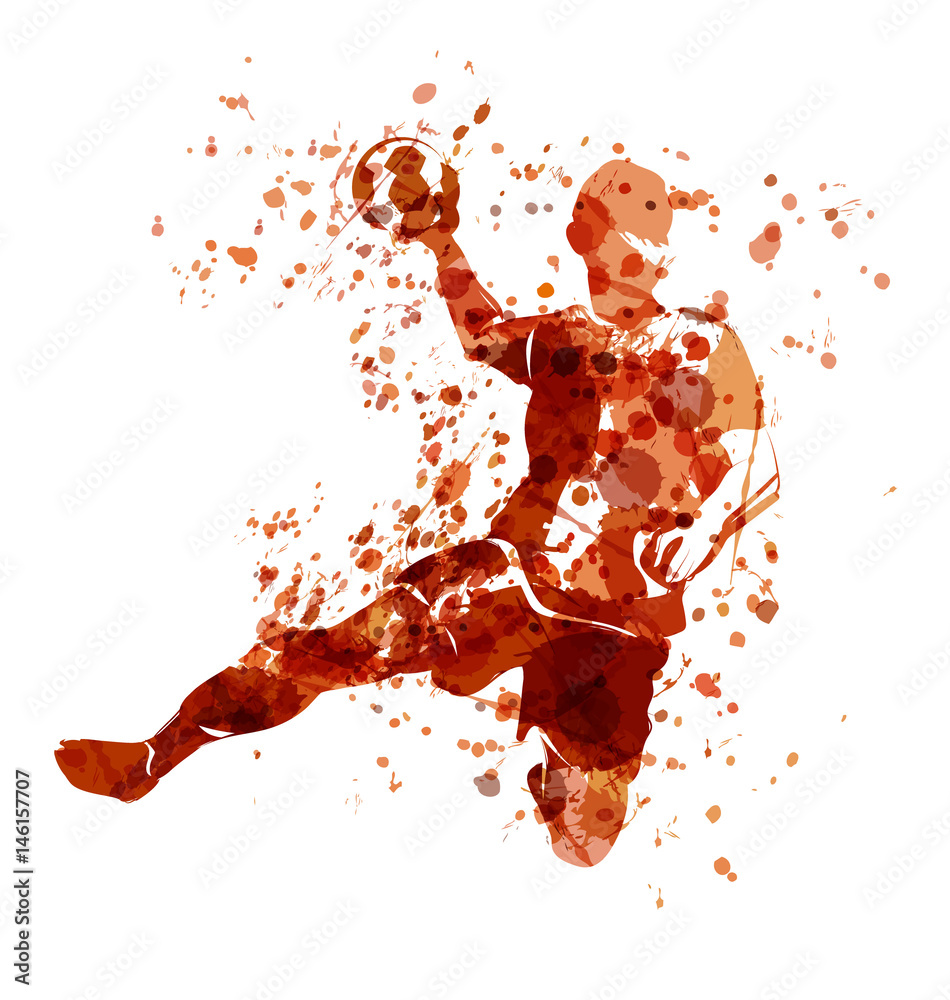 Vector watercolor sketch of a handball player Stock Vector | Adobe Stock Vector watercolor sketch of a handball player Stock Vector | Adobe Stock