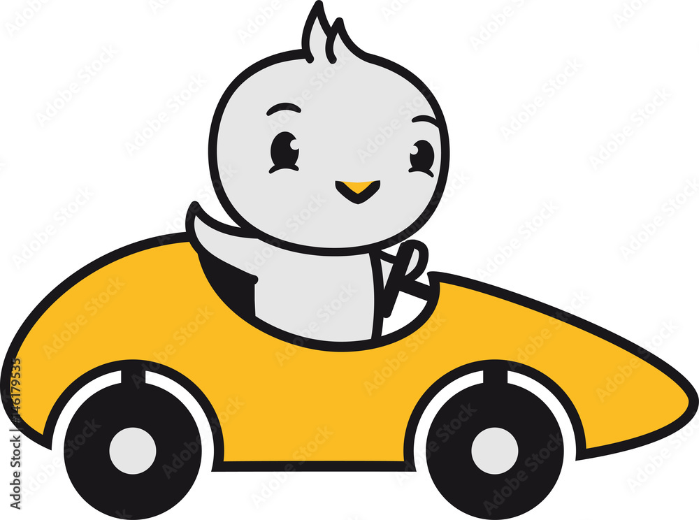 küken spaß winken auto fahren führerschein schnell rennen wettrennen ...