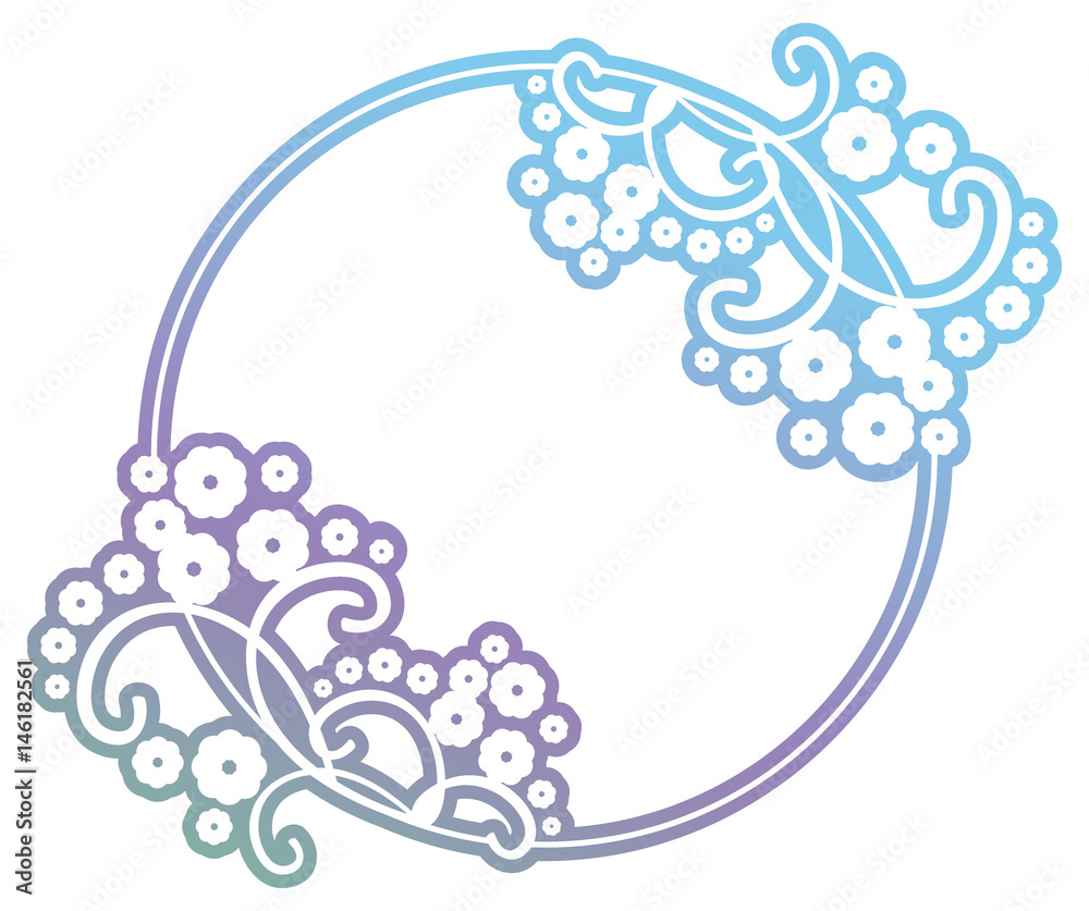 Beautiful round gradient frame. Color silhouette frame for ...