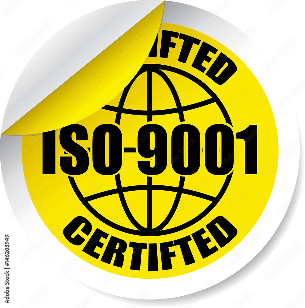 ISO 9001 yellow Label, Sticker, Tag, Sign And Icon Banner Business ...