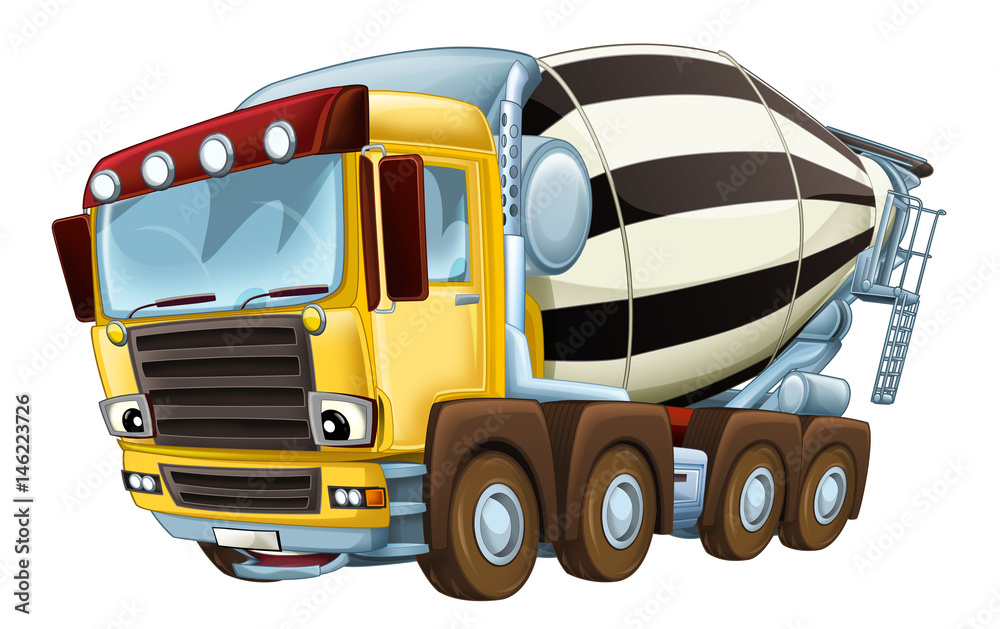 cartoon industry truck concrete mixer illustration for children Stock ...